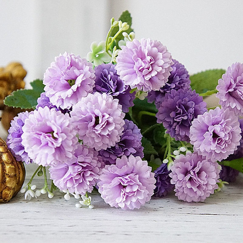 Realistic Purple pom pom Chrysanthemum Flower Bunch for Vase | Sixth ...